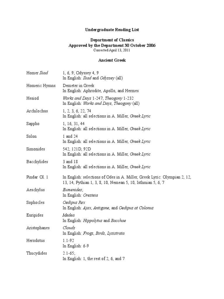 Yale Undergraduate Reading List | PDF | Ancient Peoples | Roman Gentes