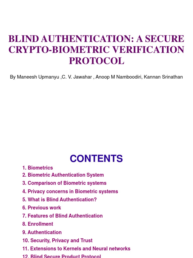 A Secure Crypto-Biometric Verification Protocol | PDF | Biometrics | Authentication