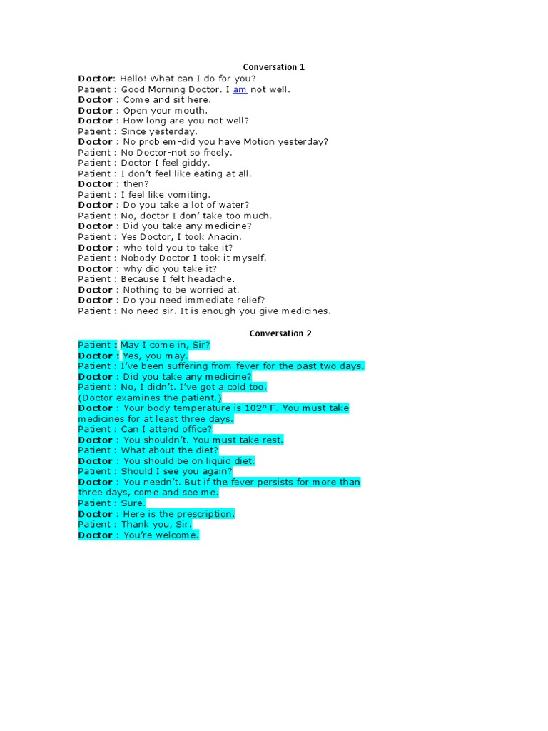 Doctor-Patient Conversations for Students | PDF | Medical Prescription ...