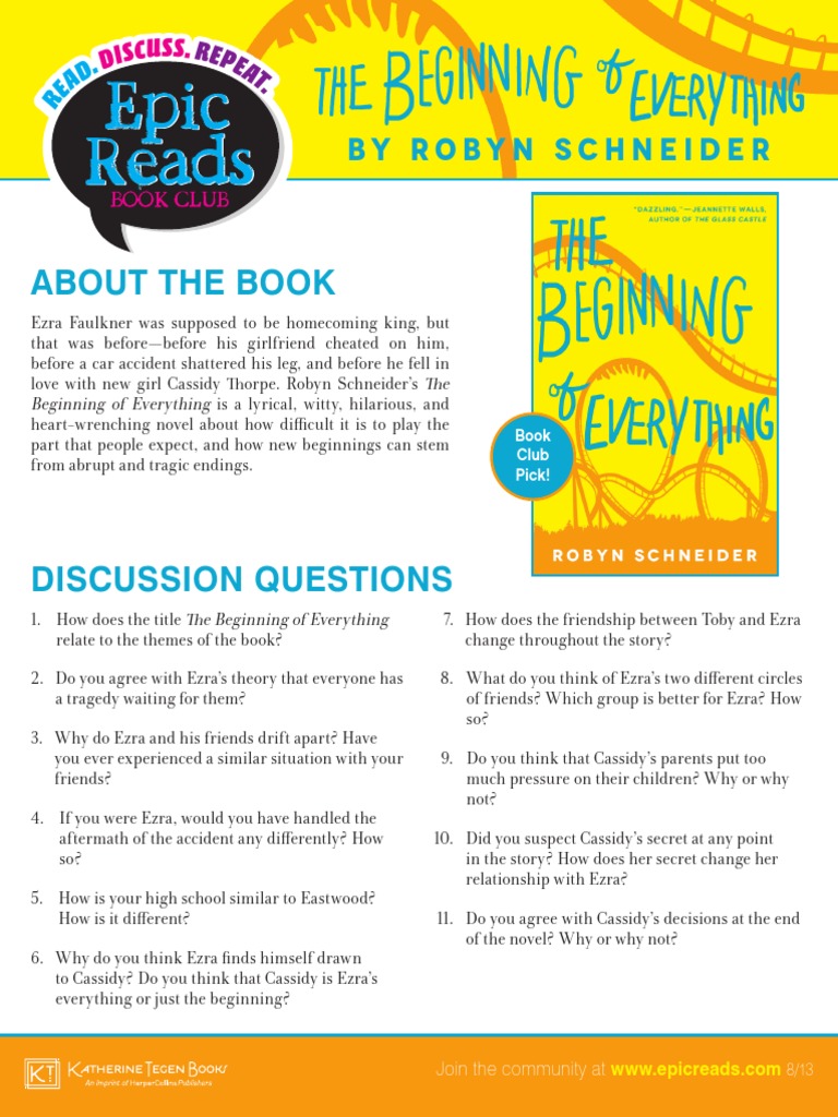 THE BEGINNING OF EVERYTHING: Book Club Guide | PDF