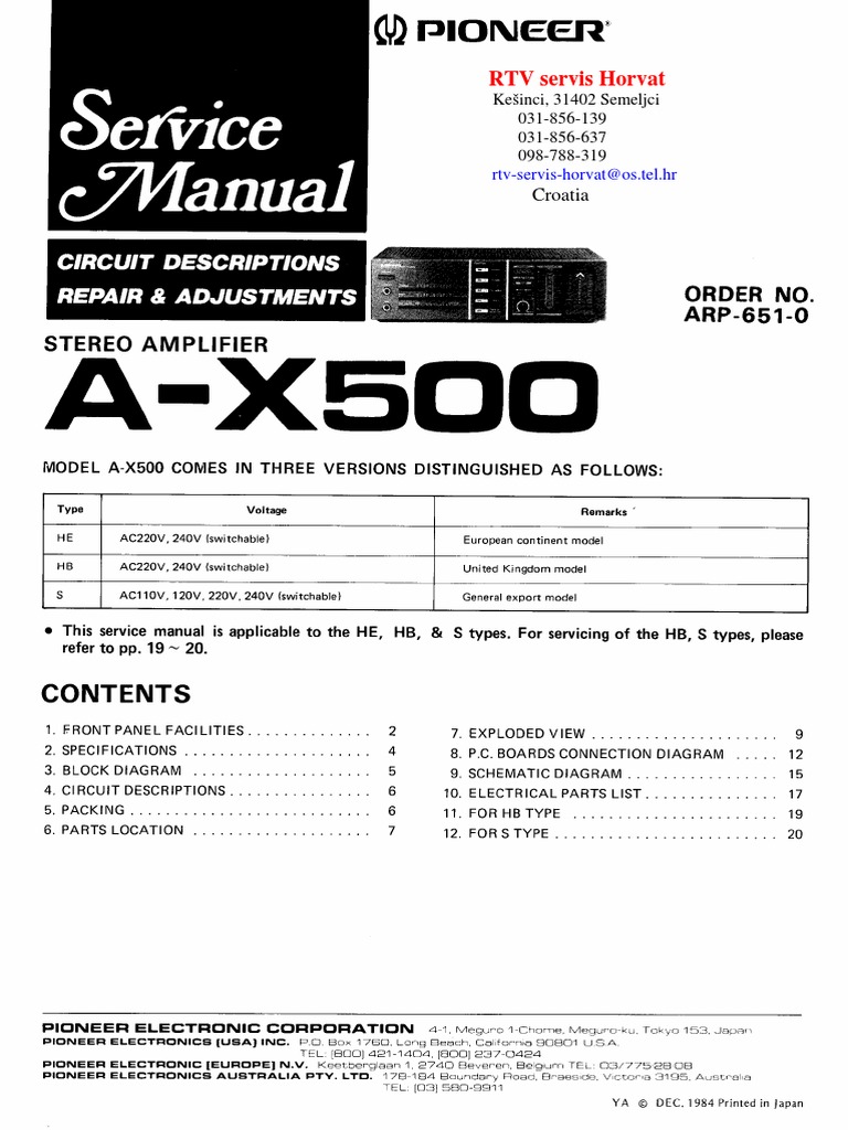 Pioneer Ax500 | PDF