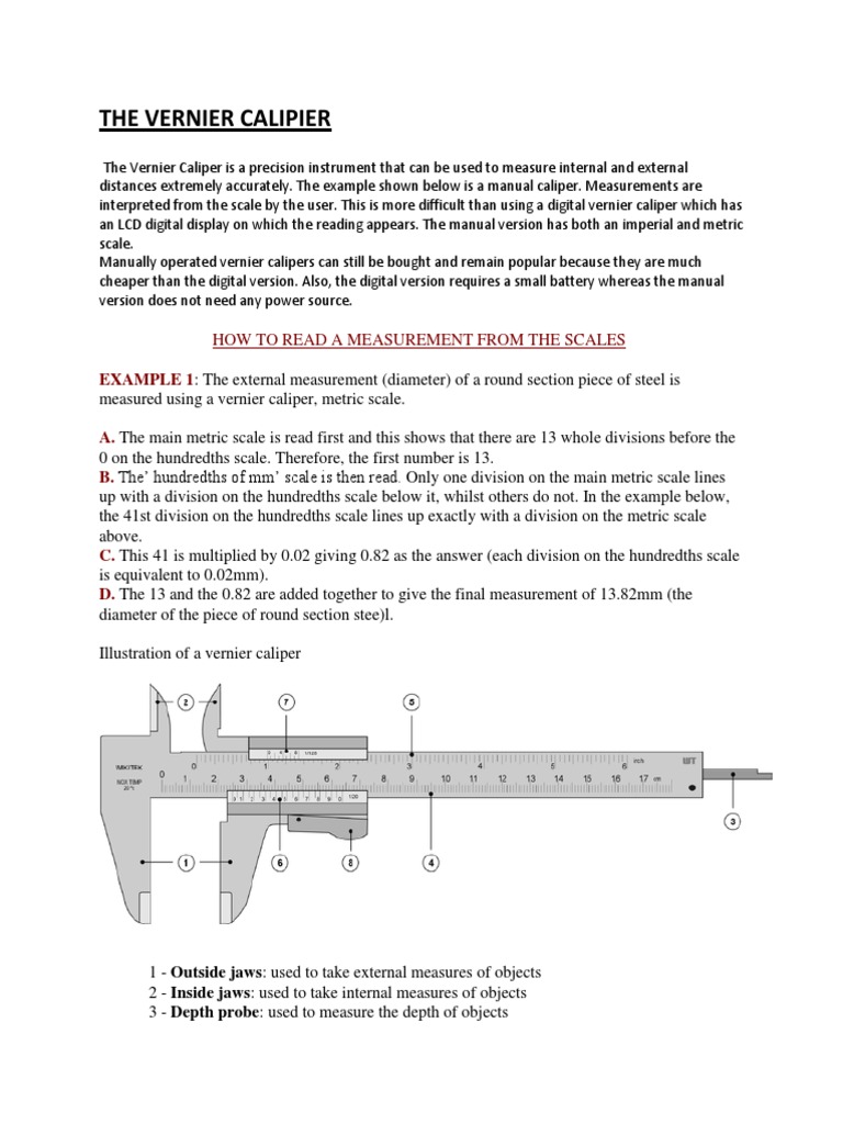 The Vernier Calipier | PDF | Measuring Instrument | Tools