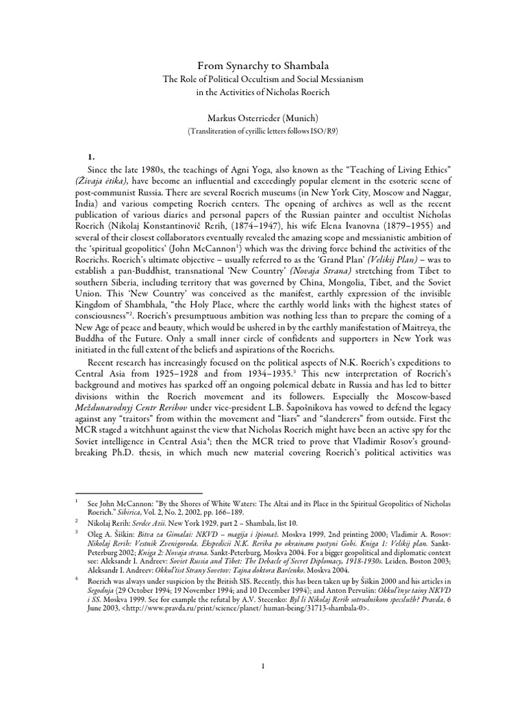 Synarchy Shambhala | PDF | Helena Blavatsky | Religion And Belief