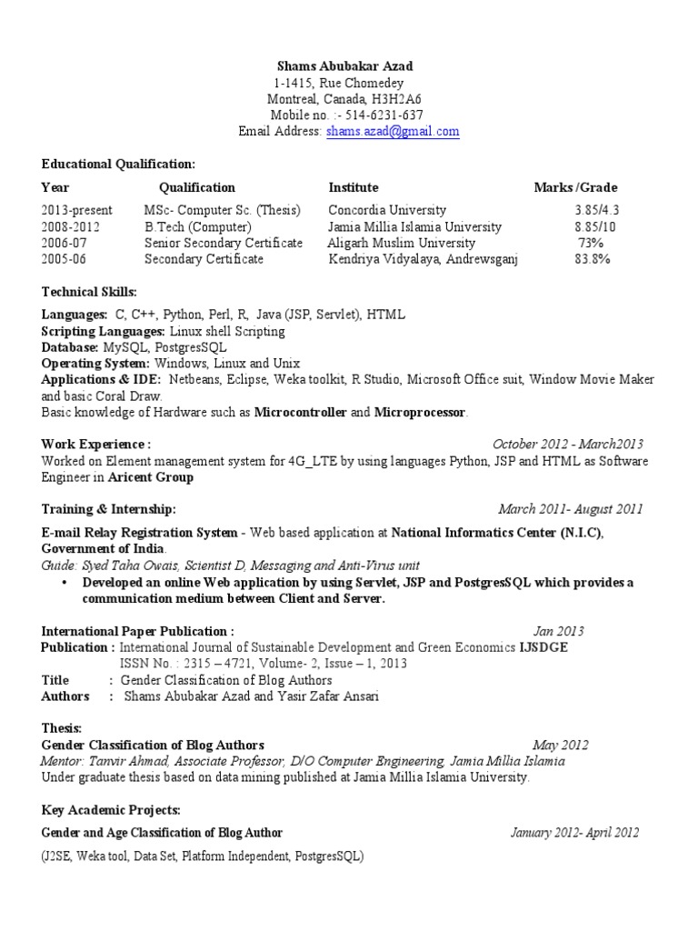 Resume Shams | PDF | Java Server Pages | Web Application