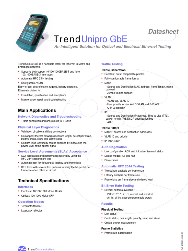 Unipro GbEth Datasheet | PDF | Ethernet | Computer Network