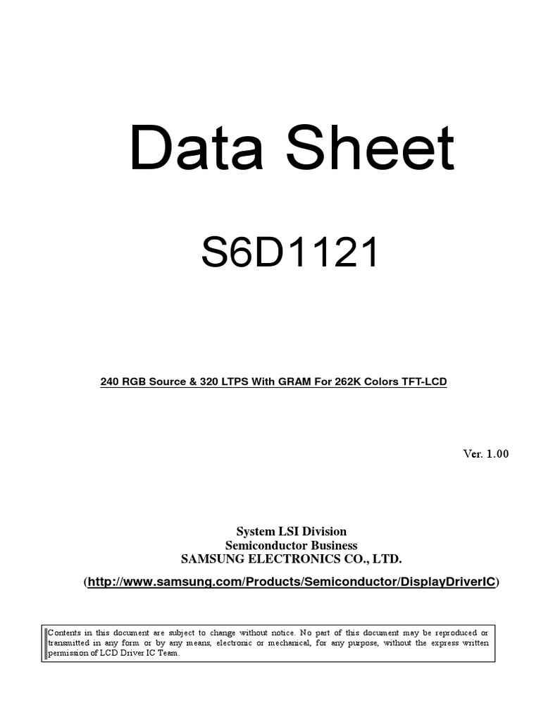 S6D1121 TFT-LCD Driver Overview | PDF | Power Supply | Amplifier