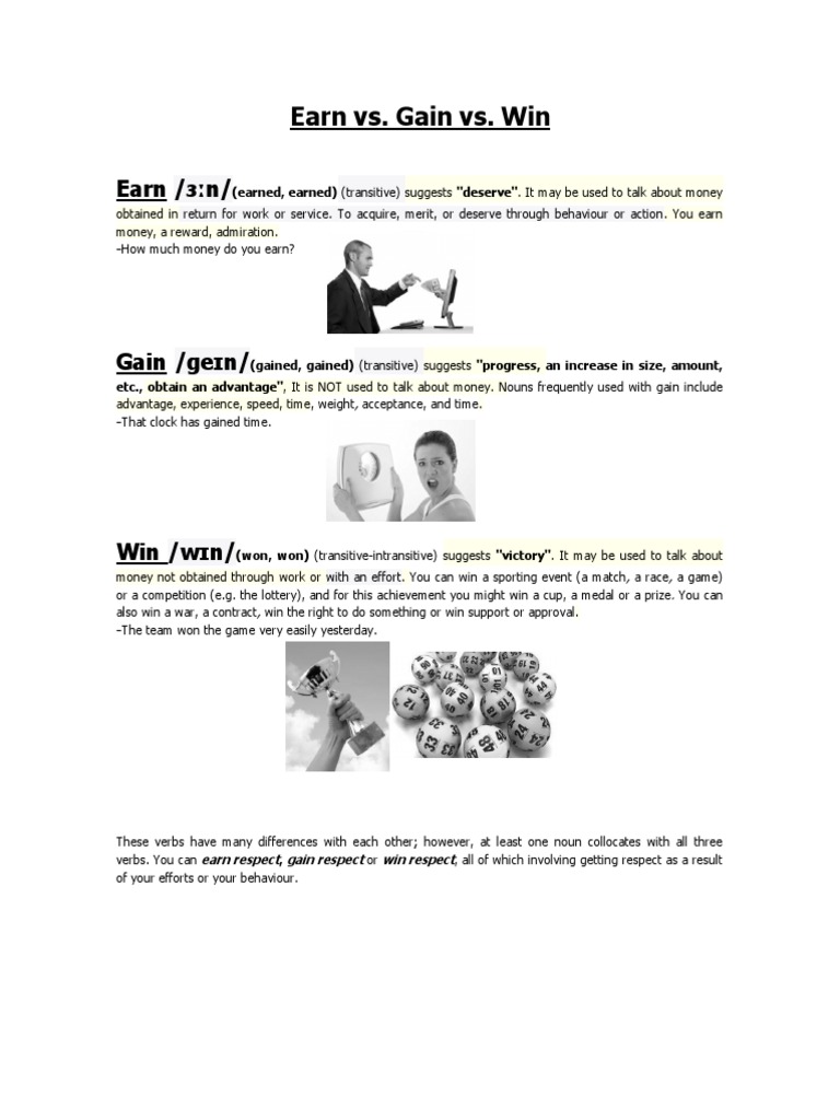 Earn Vs Gain Vs Win | PDF