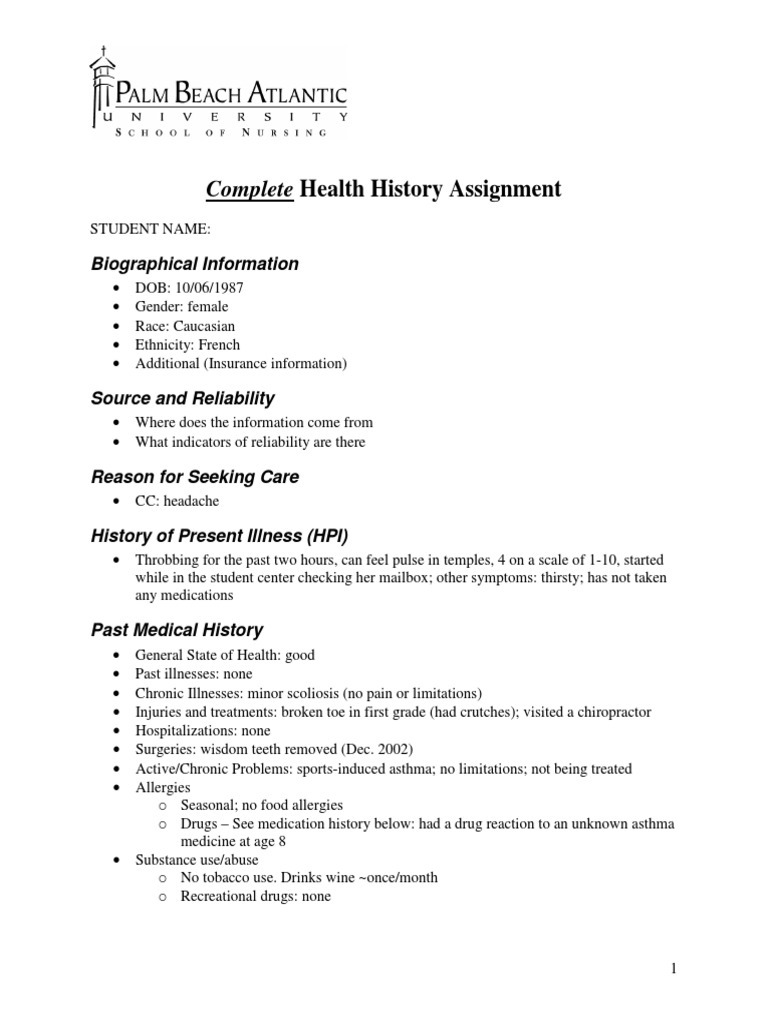 Health History Example | Download Free PDF | Asthma | Pharmaceutical Drug