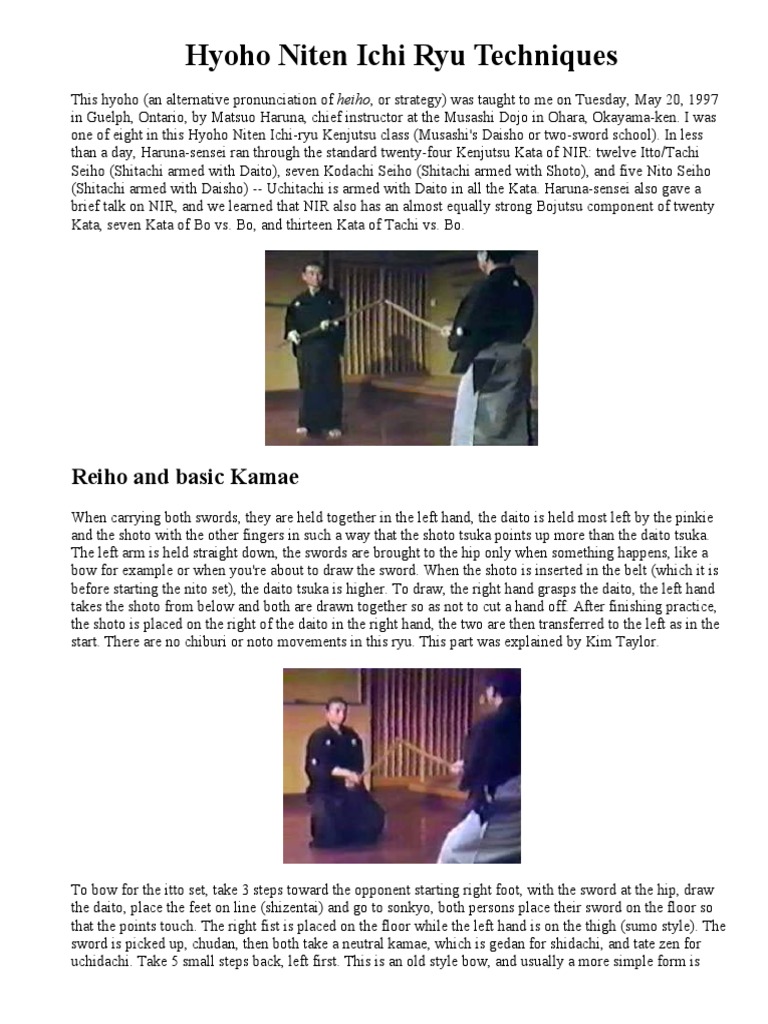 Hyoho Niten Ichi Ryu Techniques: An In-Depth Explanation of the Forms, Stances, and Kata of the ...