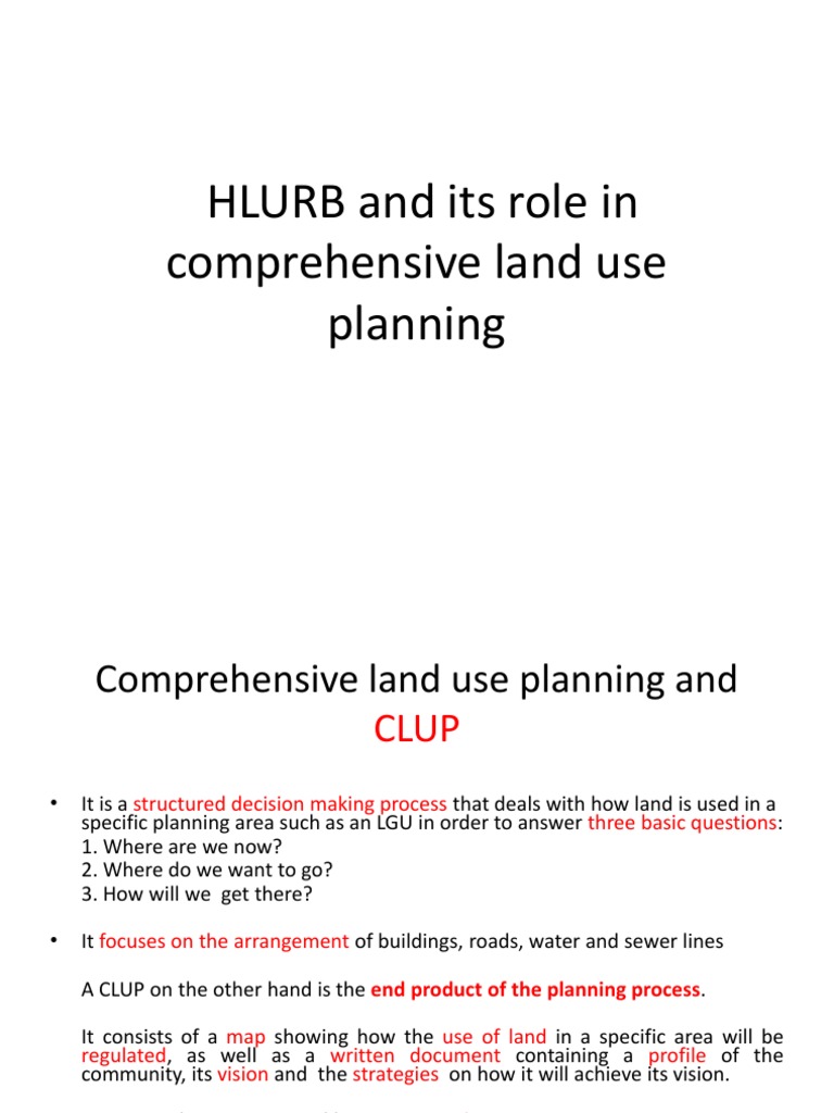 HLURB and Comprehensive Land Use Planning | PDF | Business