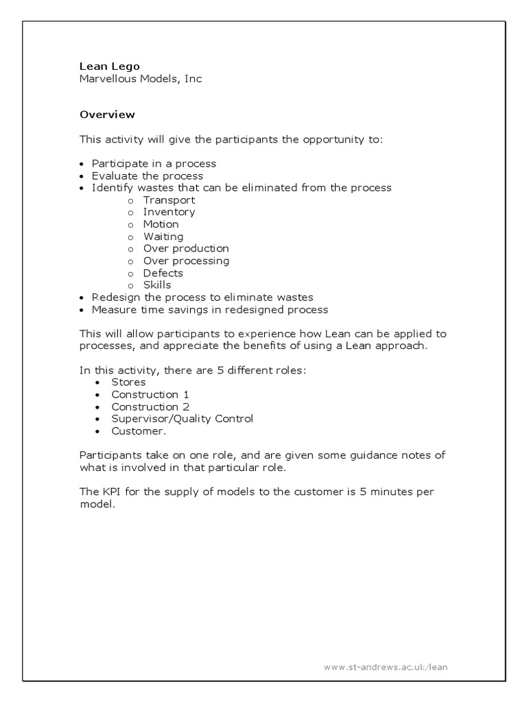 Lean Process Training with Lego | PDF | Lego | Lean Manufacturing