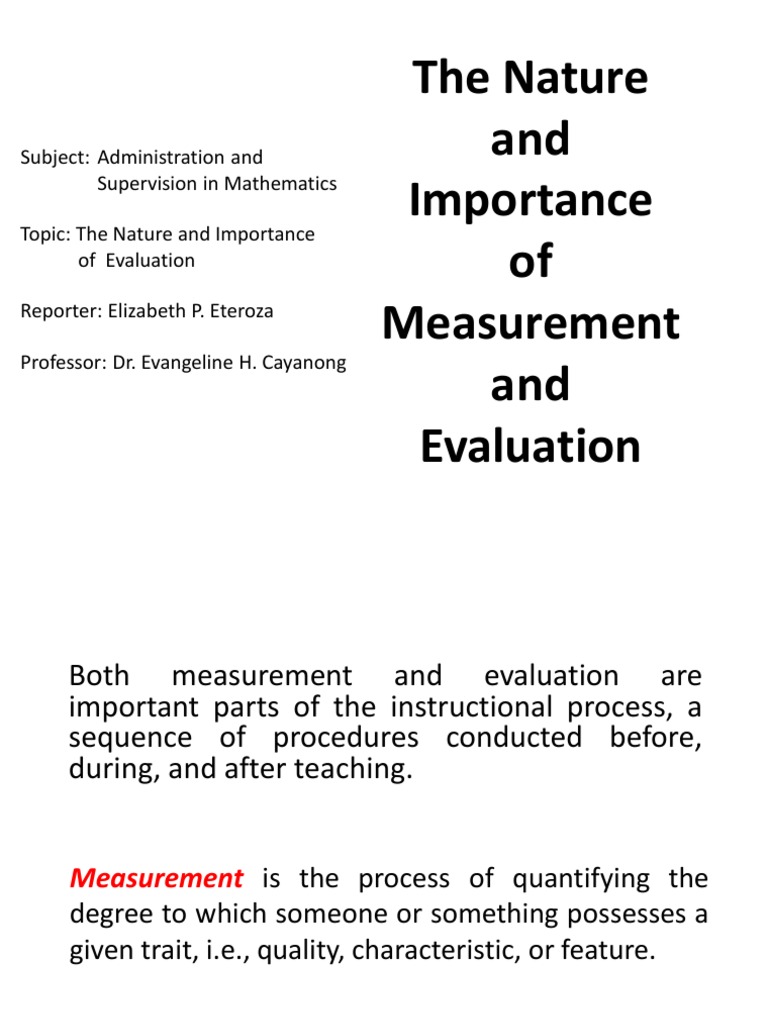 The Nature of Measurement and Evaluation | PDF | Test (Assessment ...