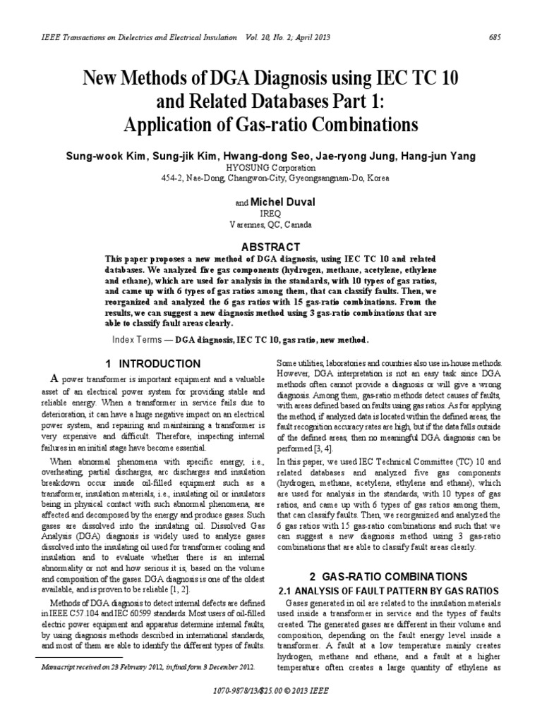 New Methods of DGA Diagnosis Using IEC TC 10 and Related Databases Part ...