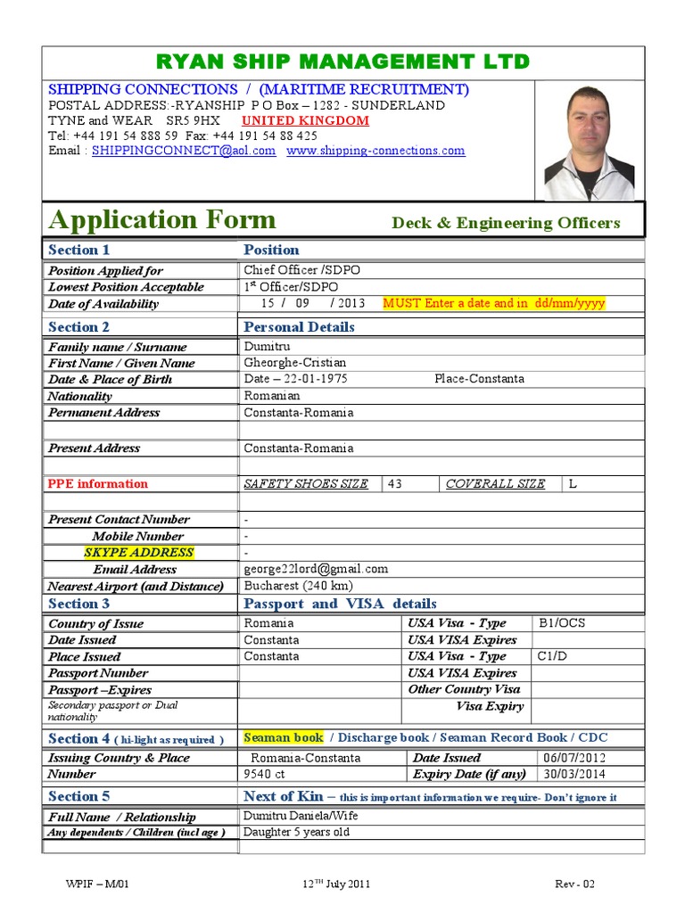 Applicationform (Officers Engineers) | PDF | Oil Tanker | Industries