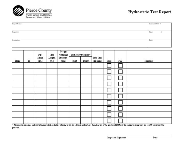 Hydrostatic Test Report | Chemical Engineering | Transparent Materials