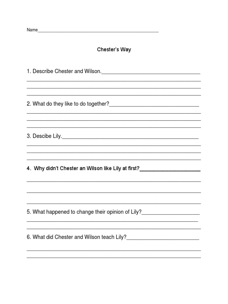 Chester's Way Comp Questions | PDF