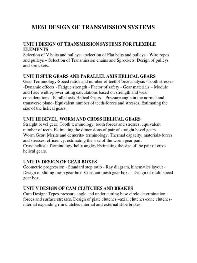 Design of Transmission Systems Syllabus | PDF