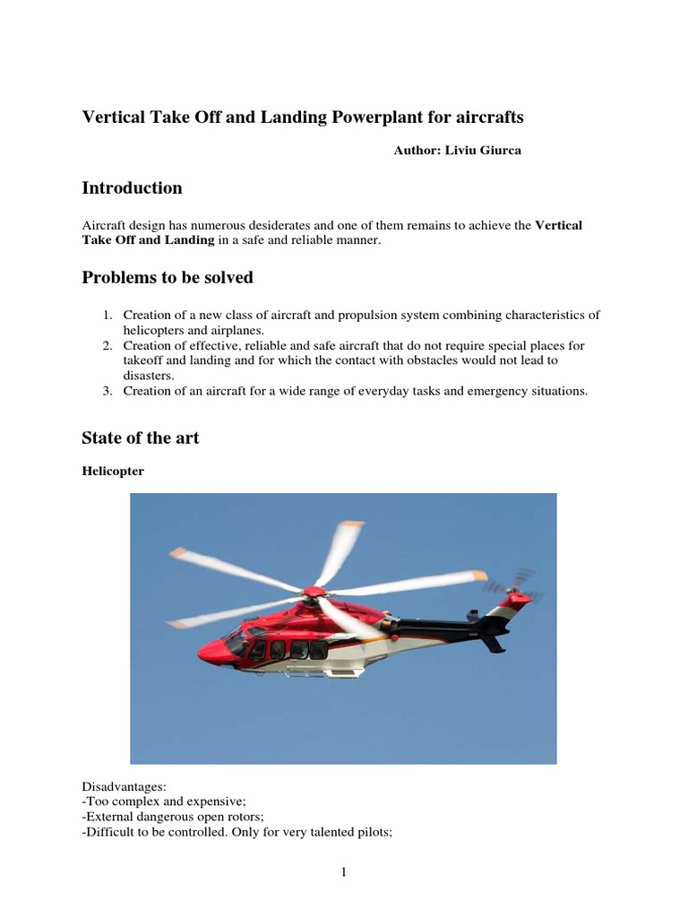 Vertical Take Off and Landing Powerplant For Aircrafts | PDF | Takeoff ...