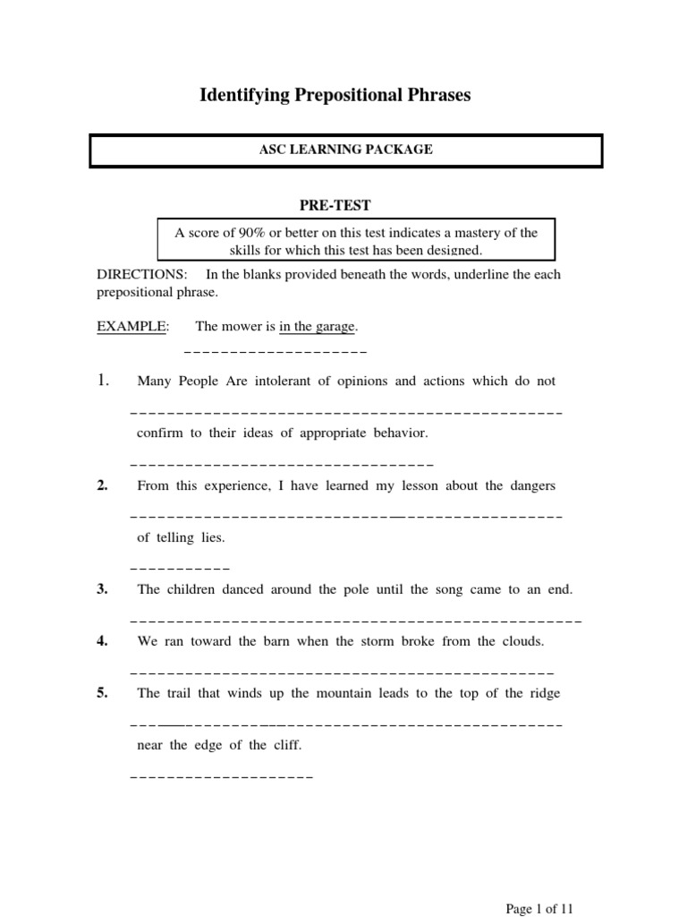 Mastering Prepositional Phrases | PDF | Preposition And Postposition | Noun