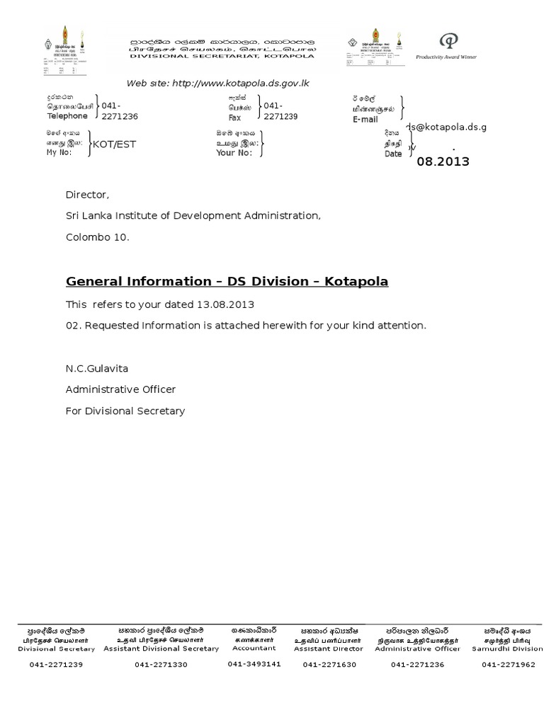 General Information DS Office | PDF | Sri Lanka | Earth Sciences