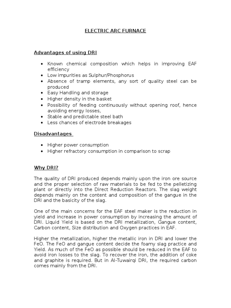 DRI Charging in EAF | PDF | Iron | Industrial Processes