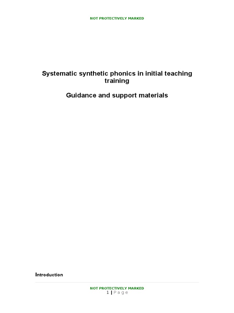 Systematic Synthetic Phonics in Initial Teacher Training - Guidance and Support Materials | PDF ...
