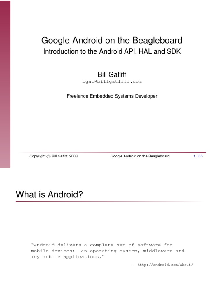 Google Android On The Beagleboard: Introduction To The Android API, HAL ...