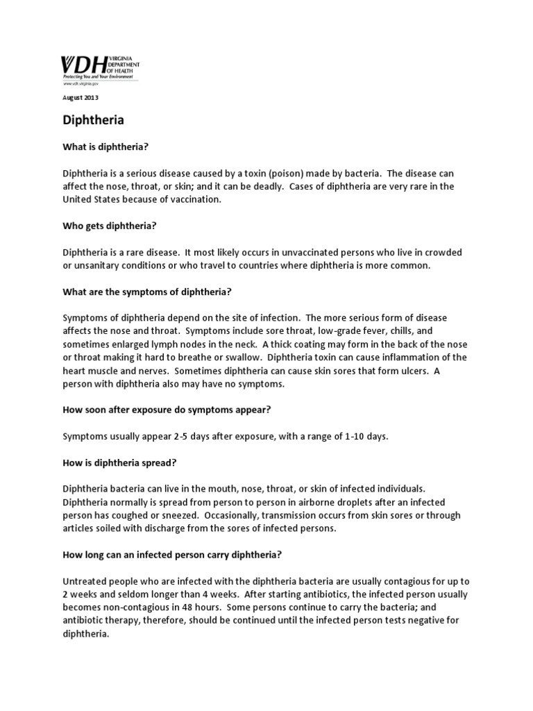 Diphtheria | PDF | Infection | Vaccines