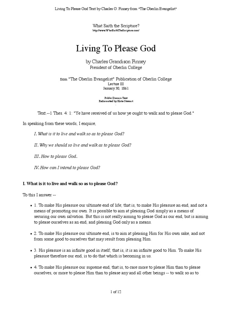 Living To Please God | PDF | Jesus | God