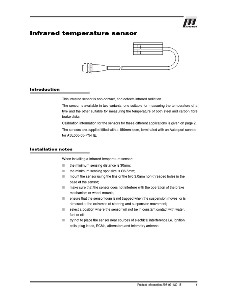 Infrared Temperature Sensor: Product Information 29B-071482-1E | PDF ...