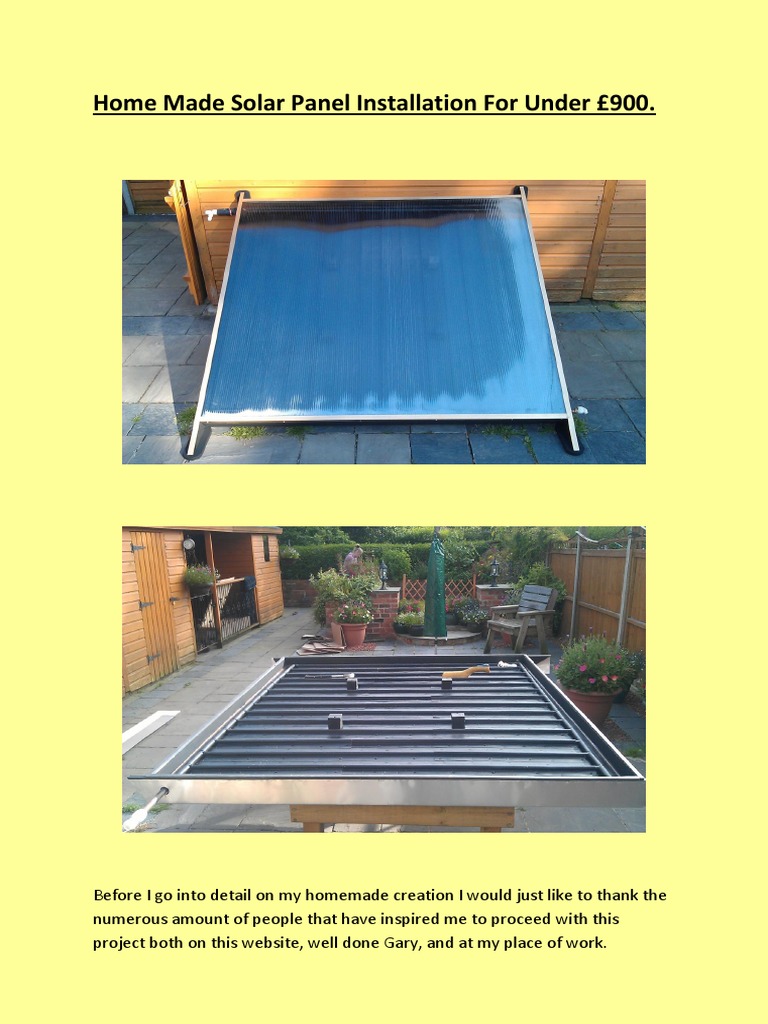 Home Made Solar Panel | PDF | Water Heating | Electric Heating