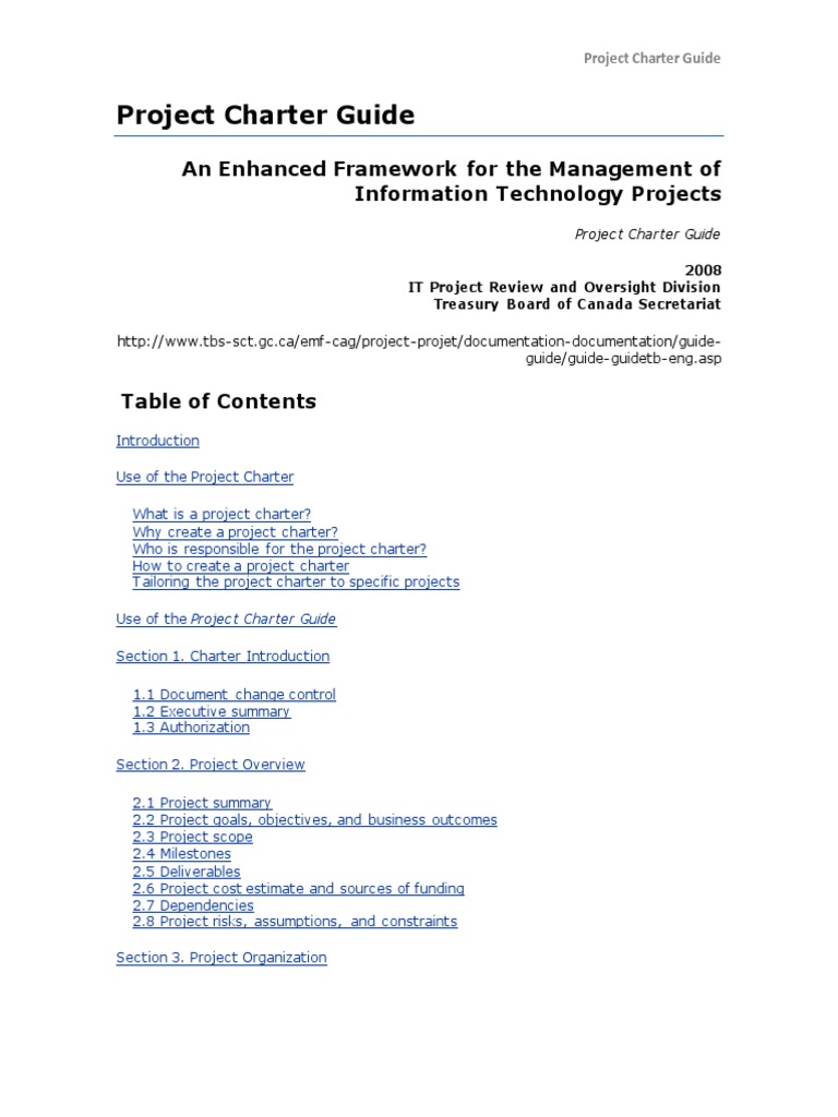 Project Charter Guide PDF | PDF | Project Management | Governance