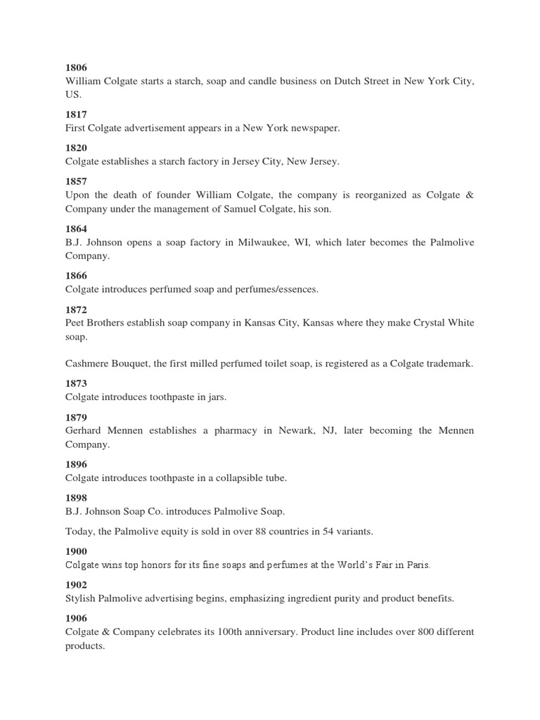 History of Colgate | PDF | Personal Hygiene Products | Hygiene