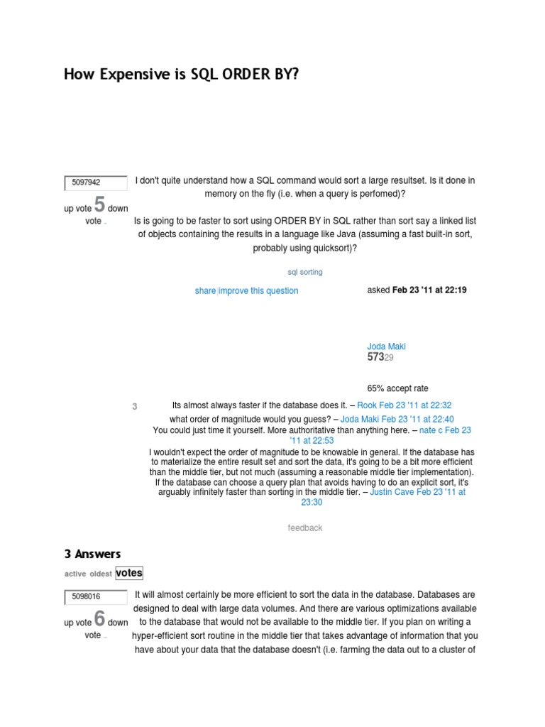 How Expensive Is SQL ORDER BY | PDF | Database Index | Databases