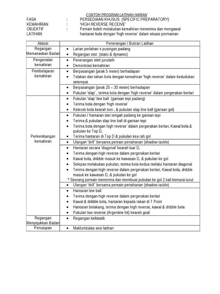 Contoh Program Latihan Harian | PDF | Olahraga & Rekreasi
