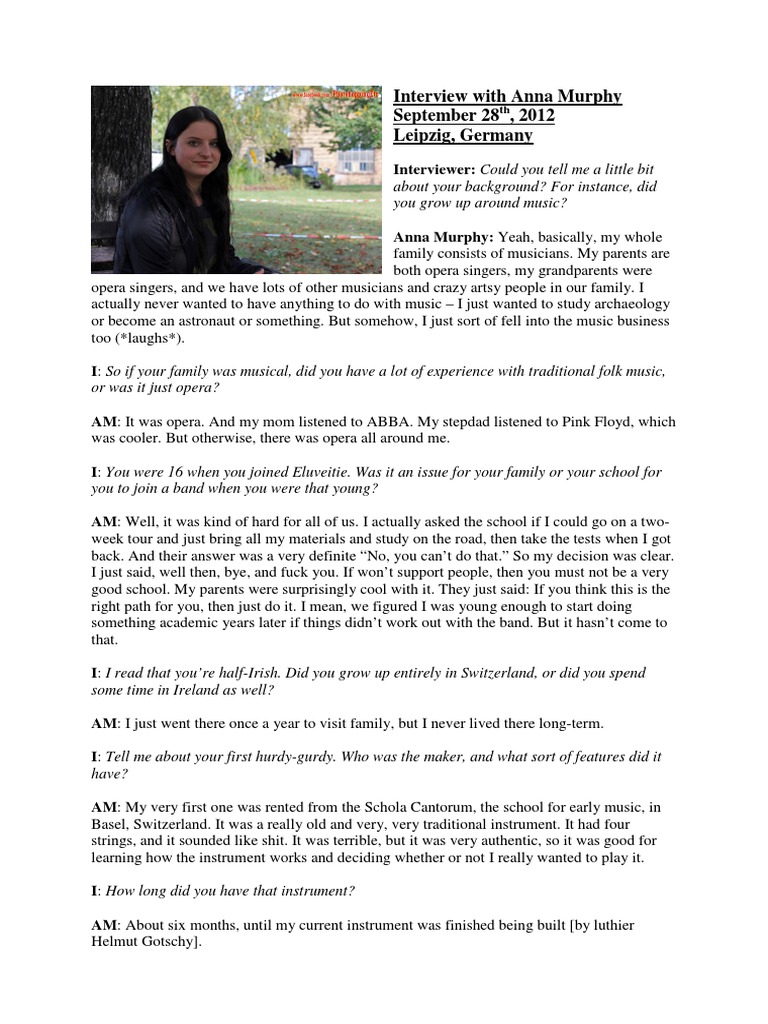 Anna Murphy's Musical Journey | PDF | String Instruments | Leisure