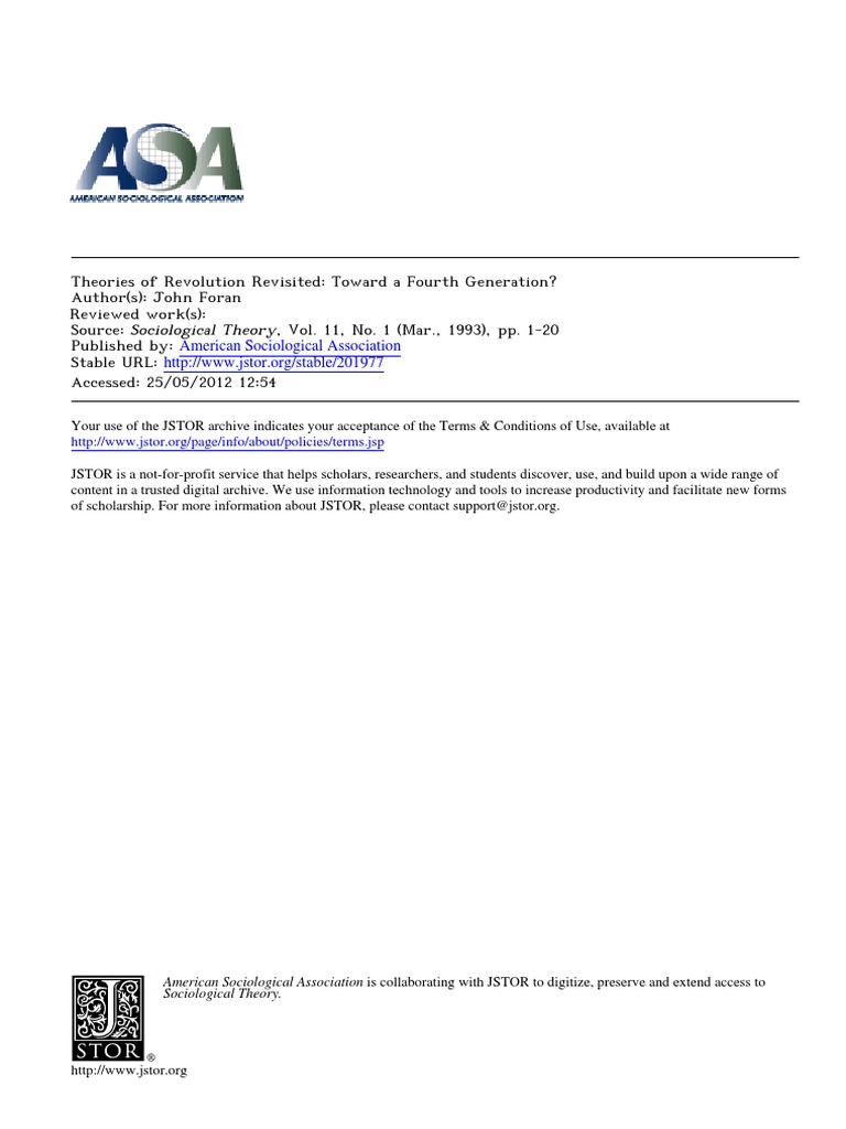 The Emergence of a Fourth Generation of Revolution Theory: Toward a New ...