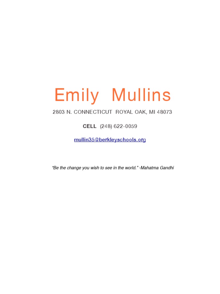 Emily Mullins: 2803 N. Connecticut Royal Oak, Mi 48073 | PDF | Michigan ...