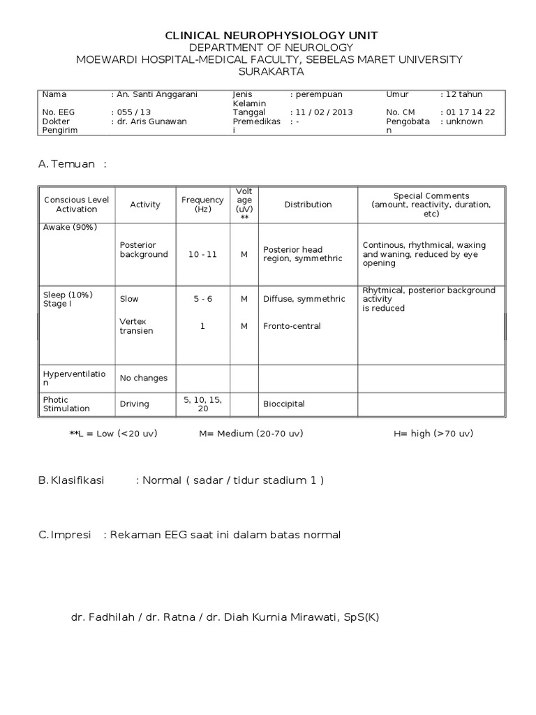 Form Pemeriksaan EEG | PDF