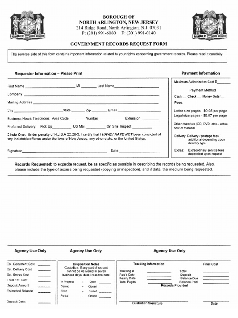 OPRA Request Guidelines for North Arlington | PDF | Complaint | Justice