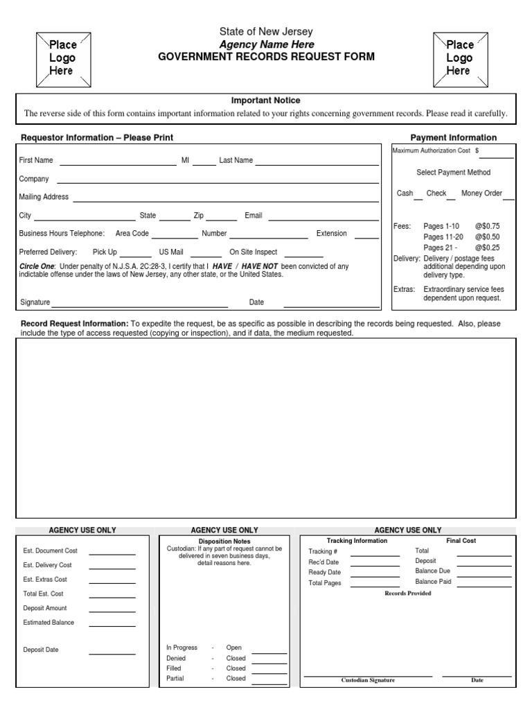 Old Bridge OPRA Request Form | PDF | Cheque | Mail