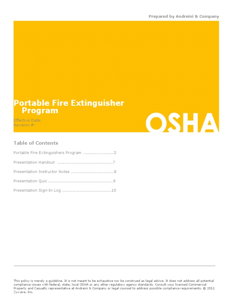 Portable Fire Extinguisher Program Template Portable Fire Extinguisher ...