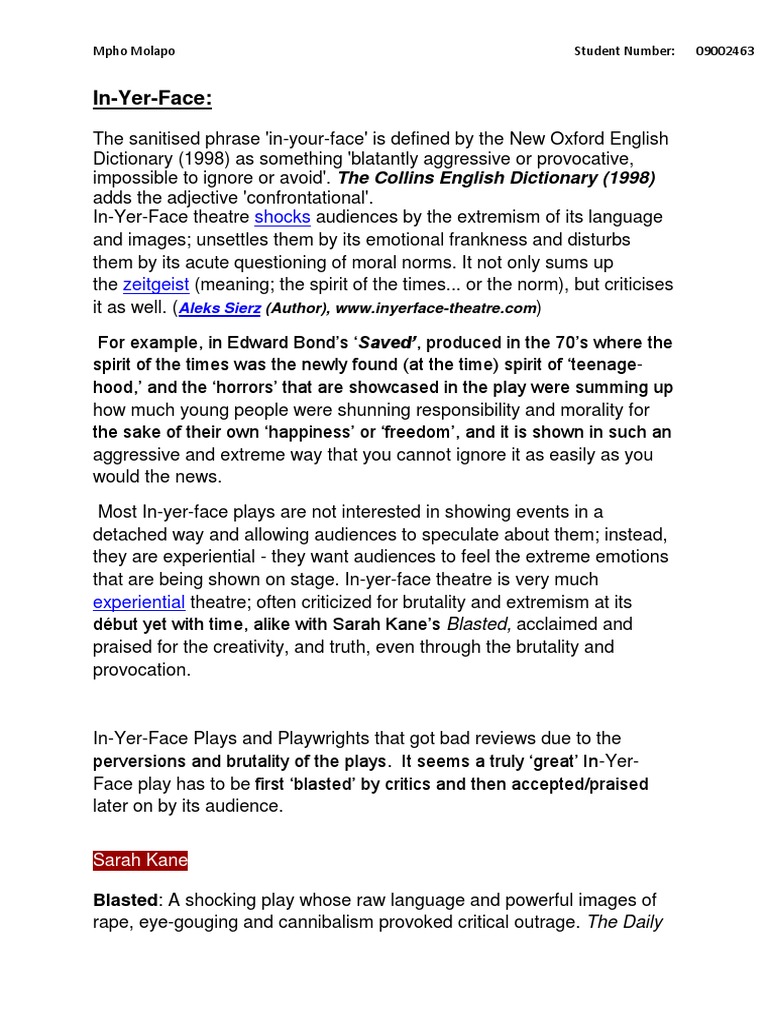 In Yer Face Theatre | PDF | Theatre | Entertainment (General)