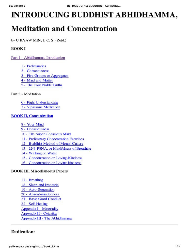 An Introduction To The Abhidhamma | PDF | Karma | Mind