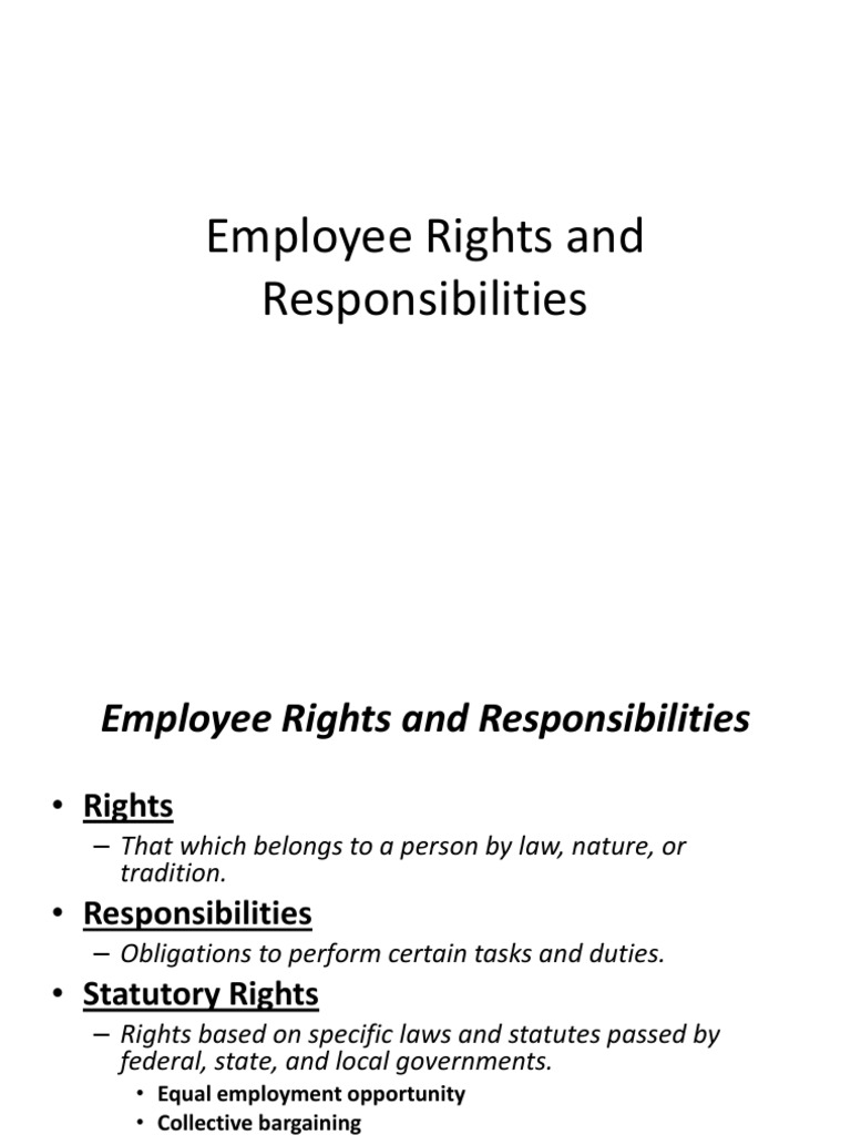 Employee Rights and Responsibilities | PDF | At Will Employment ...