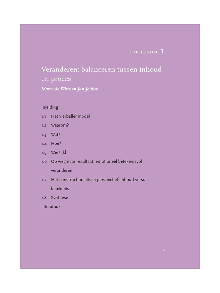 Veranderen: Balanceren Tussen Inhoud en Proces | PDF