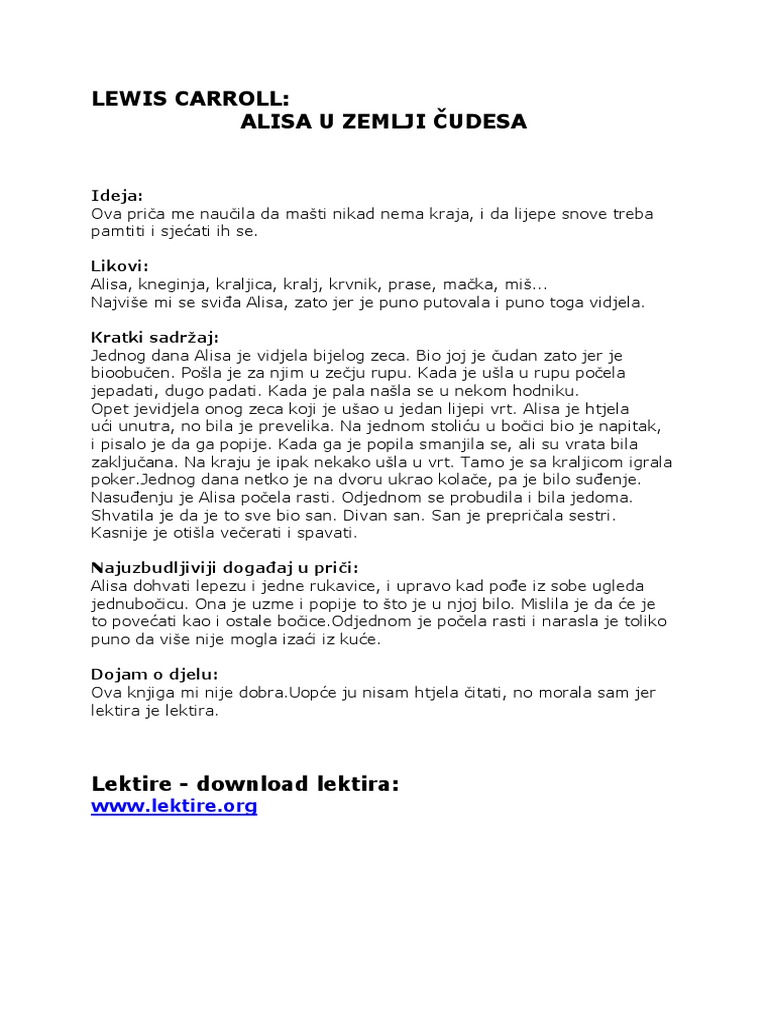 Alisa U Zemlji Cudesa 1 | PDF