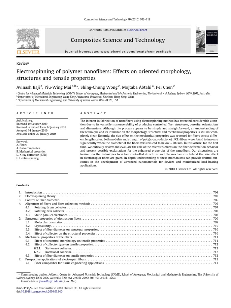 Electrospinning of Polymer Nanofibers - Effects On Oriented Morphology ...