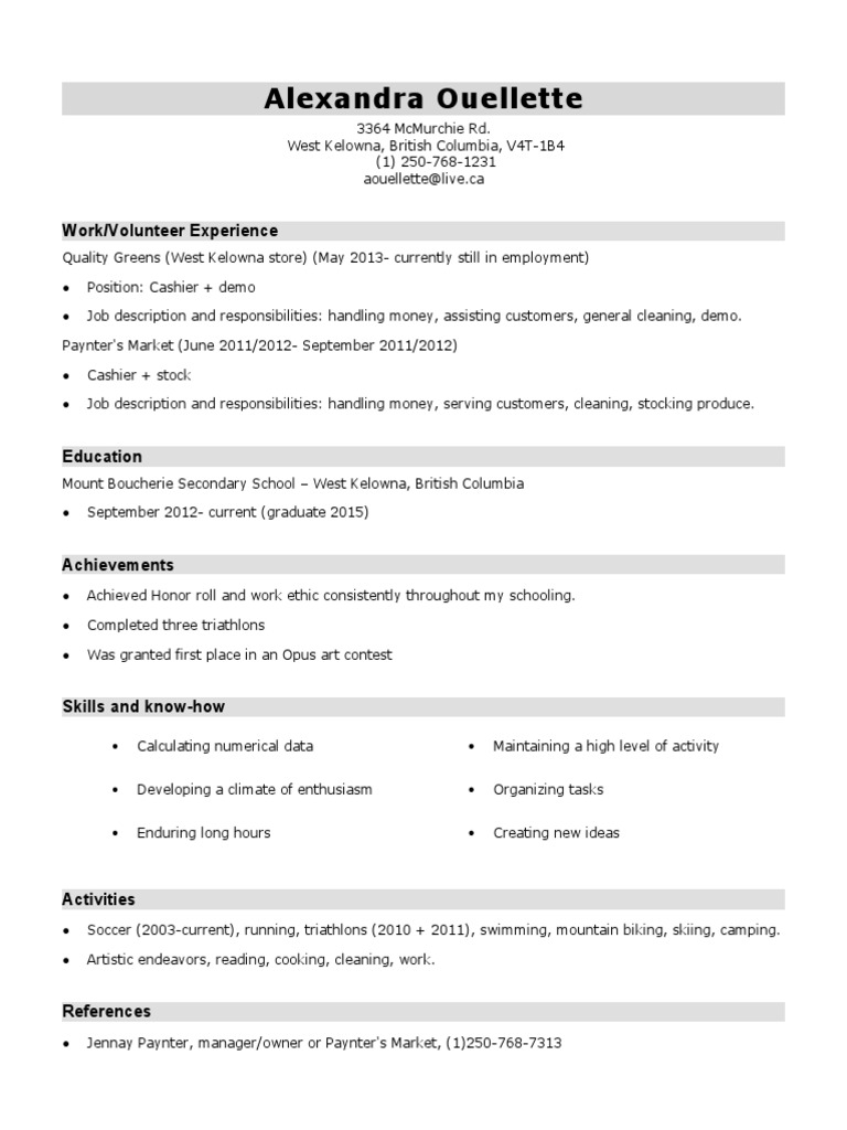 Alexandra Ouellette's Resume Summary | PDF | Business