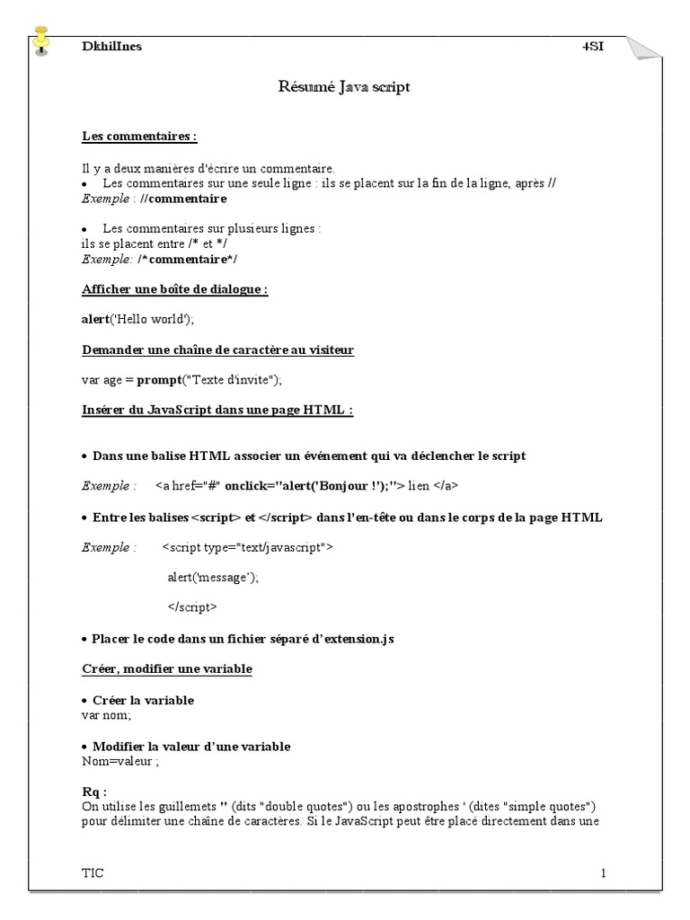 Fiche Javascript (1)